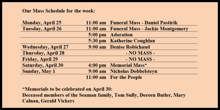 Mass Schedule - Holy Redeemer