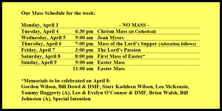 Mass Schedule - Holy Redeemer