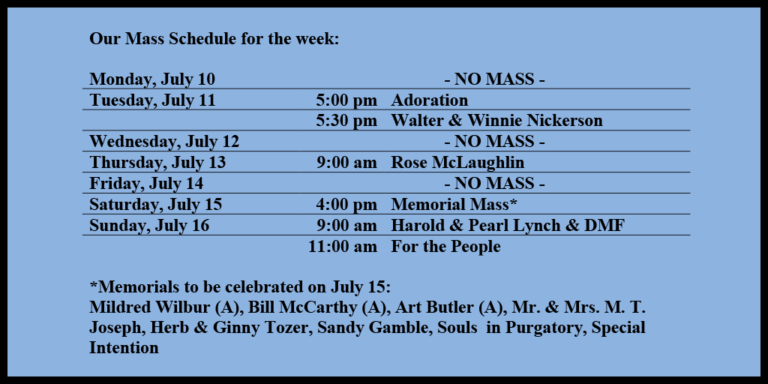 Mass Schedule - Holy Redeemer