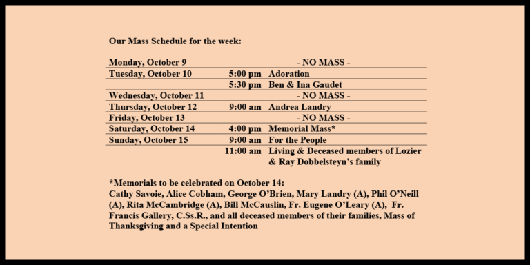 Mass Schedule - Holy Redeemer