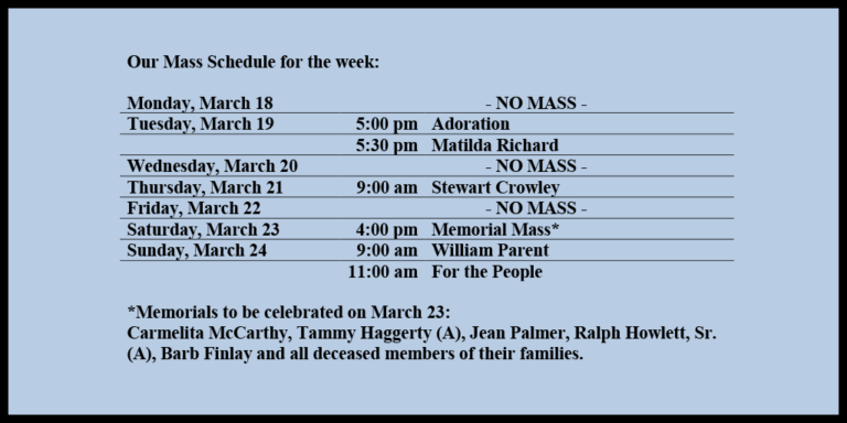 Mass Schedule - Holy Redeemer