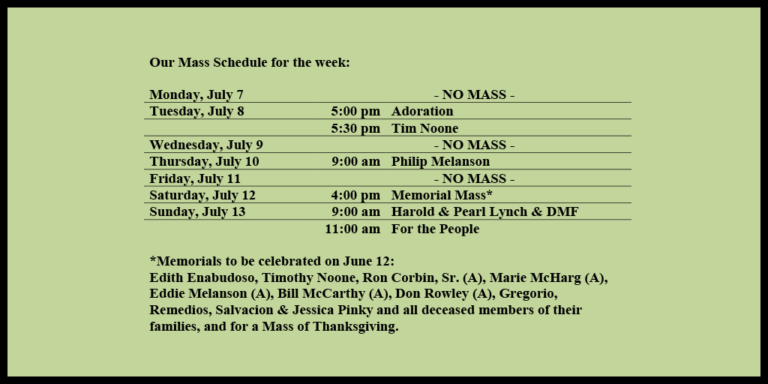 Mass Schedule - Holy Redeemer